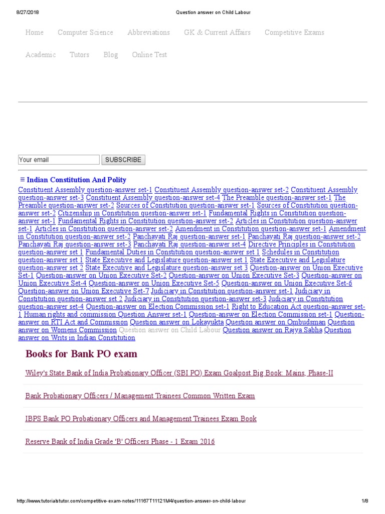 Question Answer On Child Labour | Download Free PDF | Blog | Constitution