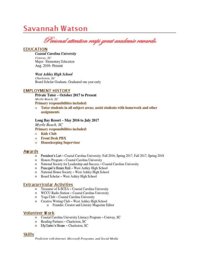 Resume Without Address | Download Free PDF | Homework | Communication