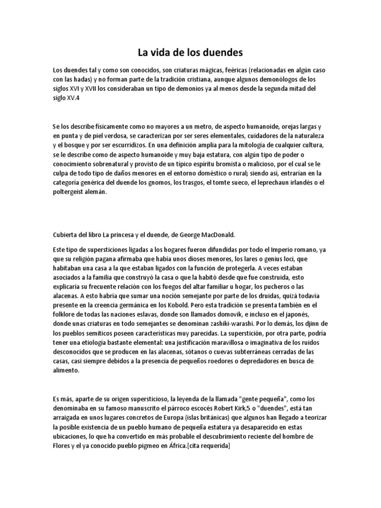 La Vida de Los Duendes | PDF | Criaturas legendarias | Folklore
