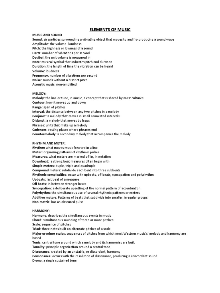 Elements of Music | PDF | Musical Instruments | String Instruments