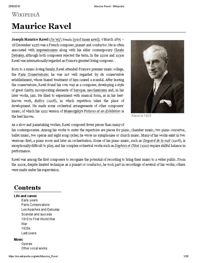 Maurice Ravel - Wikipedia | PDF | Musical Forms | Classical Music