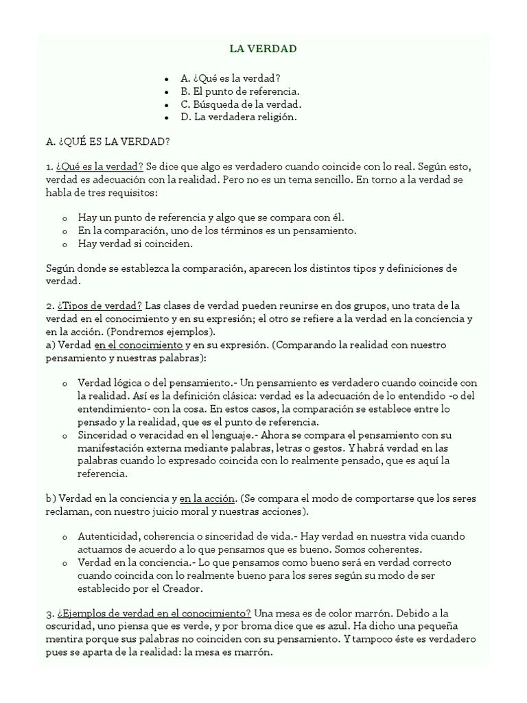 Tipos de Verdad y su Significado | PDF | Verdad | Realidad