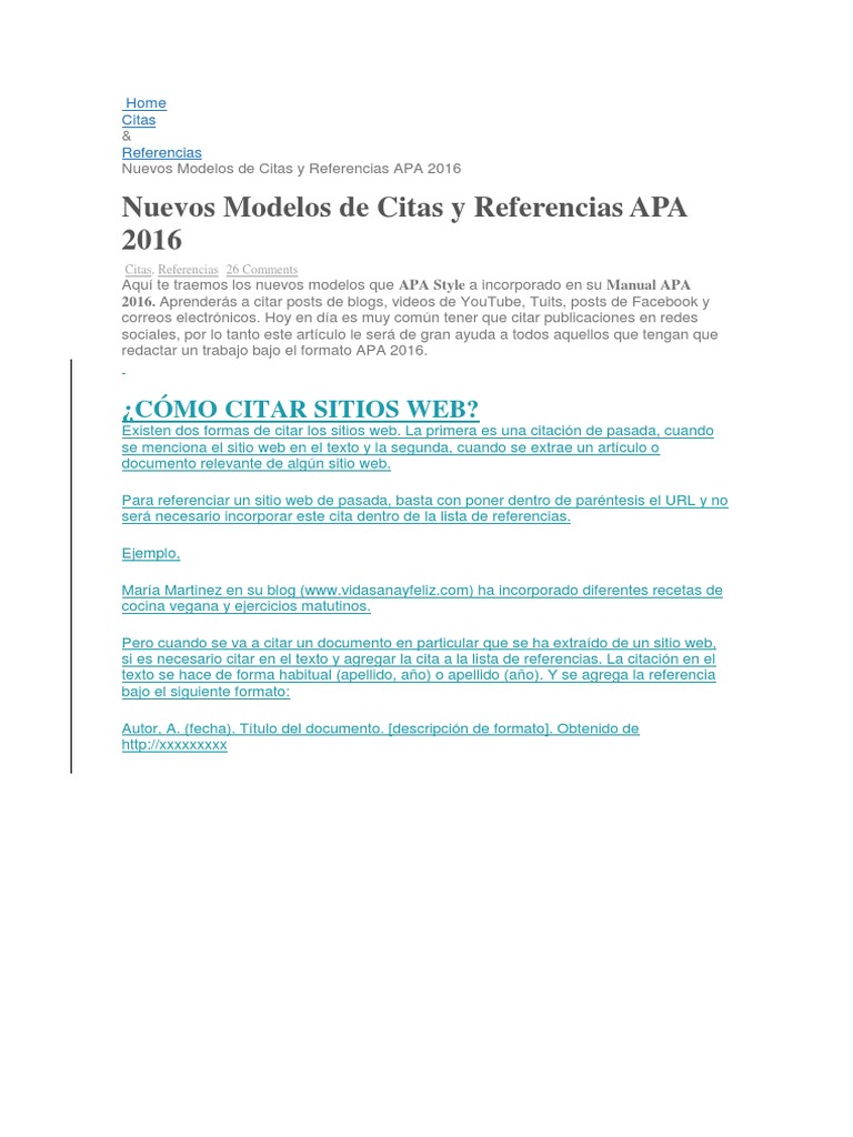 Ejemplos De Citas