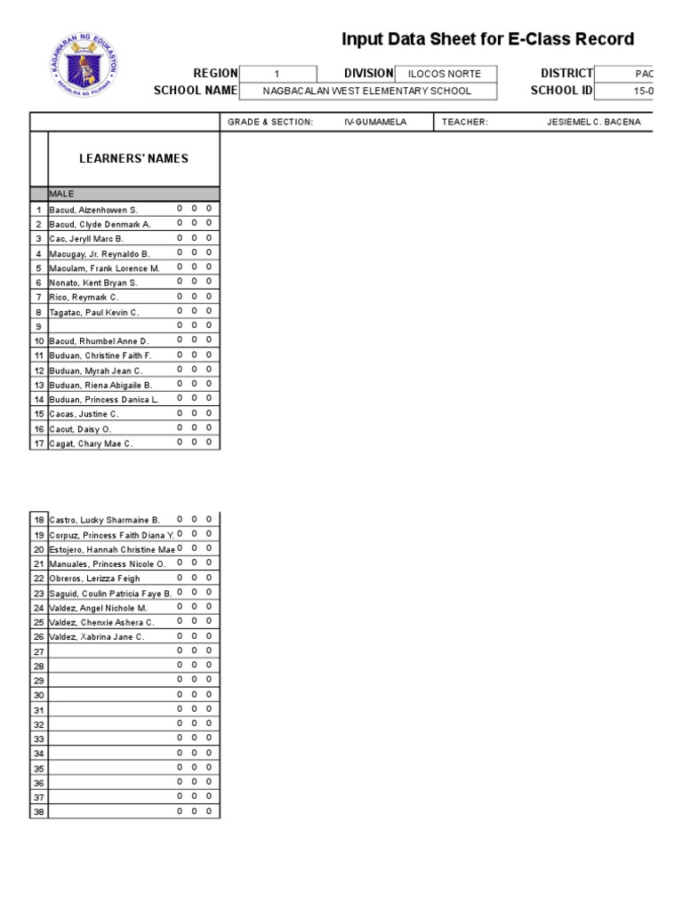 Grade 4 English Grading Sheet | PDF