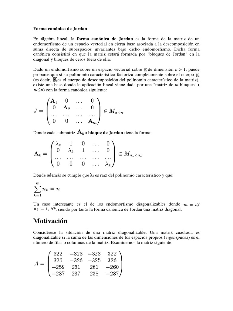 Forma Canónica de Jordan: Ejemplos y Cálculo | PDF | Análisis numérico ...