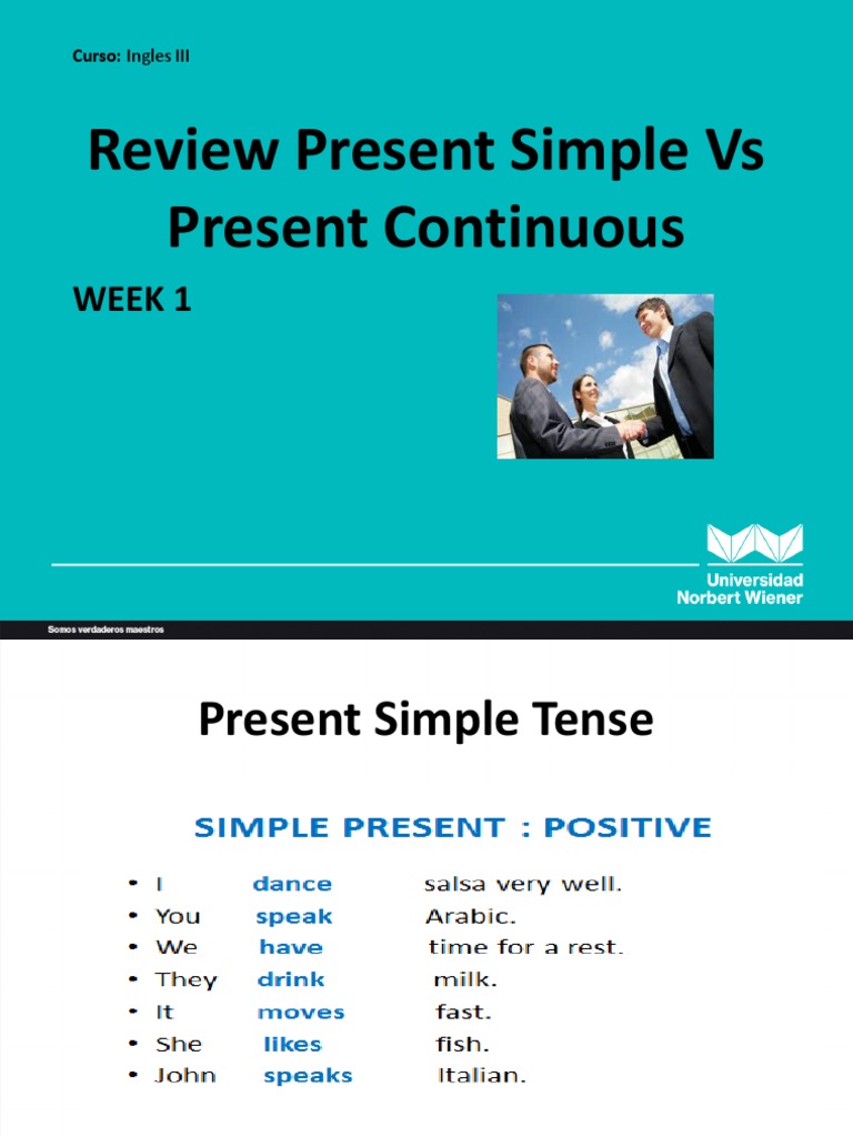 Review Present Simple Vs Present Continuous: Week 1 | PDF | Language ...