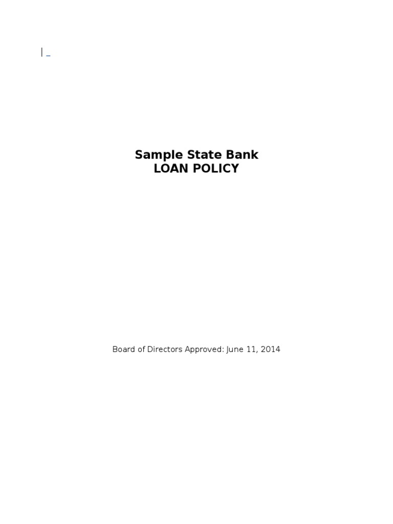 Good Loan Policy Sample Bank | PDF | Unsecured Debt | Loans