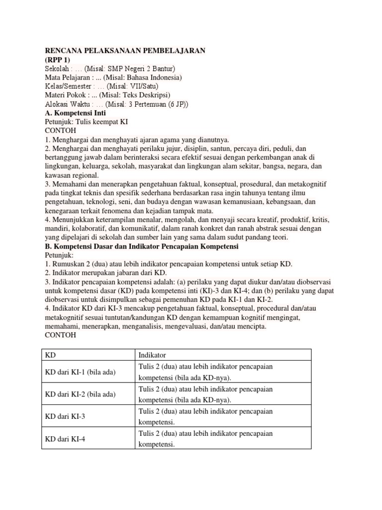 Contoh RPP Terbaru | PDF