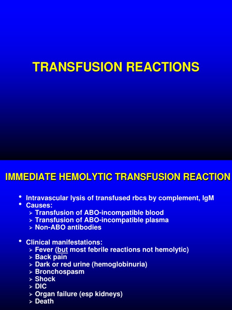 Transfusion Reactions | PDF | Blood Transfusion | Anatomy