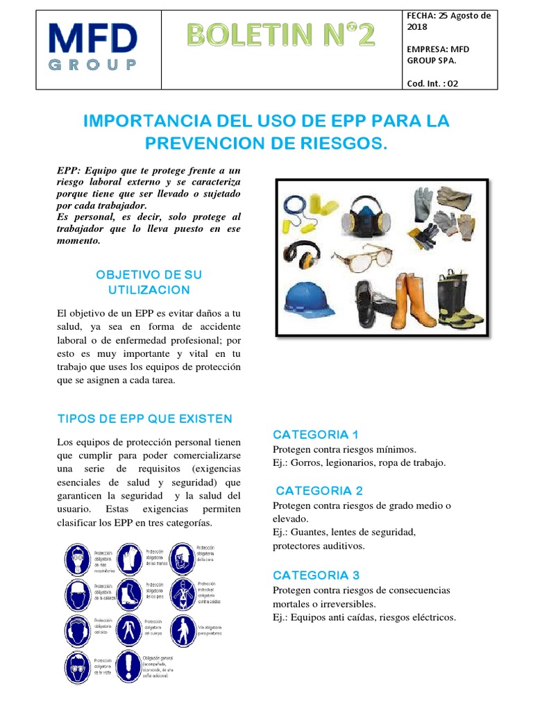 Boletín 2 Importancia Del Uso de EPP para La Prevención de Riesgos | Bienestar | Medicina