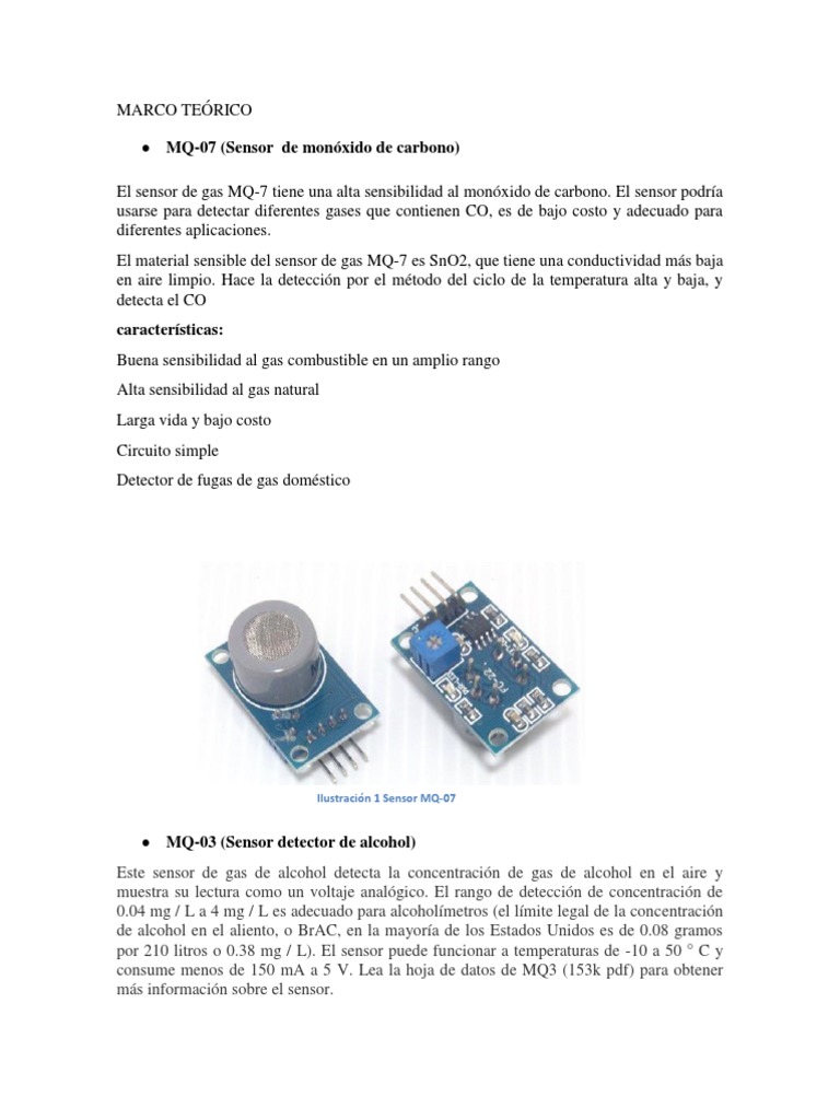 Marco Teórico Sensores de Gas Arduino | PDF | Arduino | Sensor