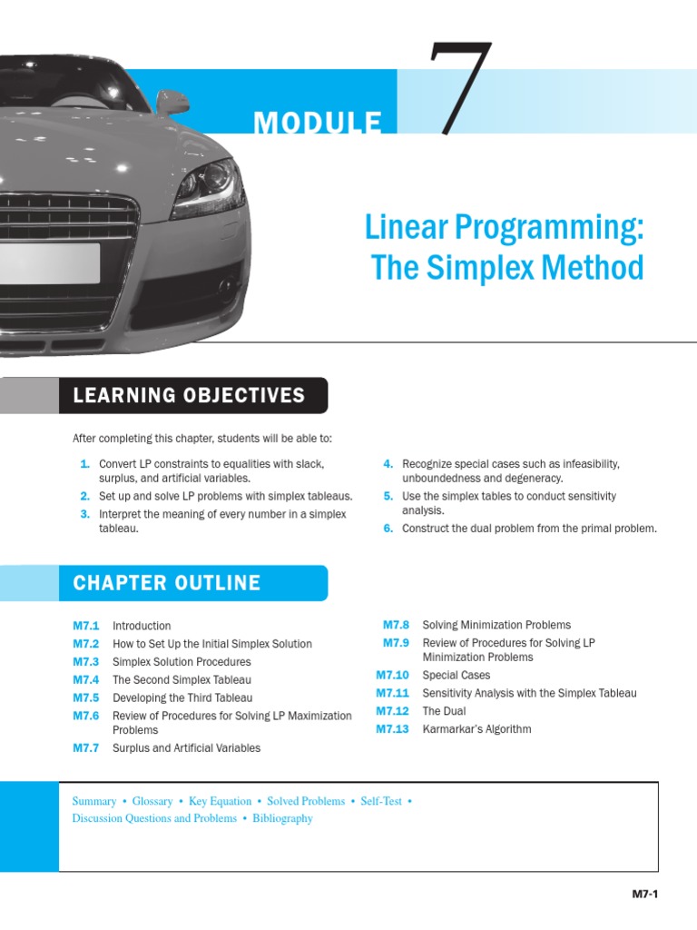 Management Science Module 7 | PDF | Linear Programming | Mathematical Optimization