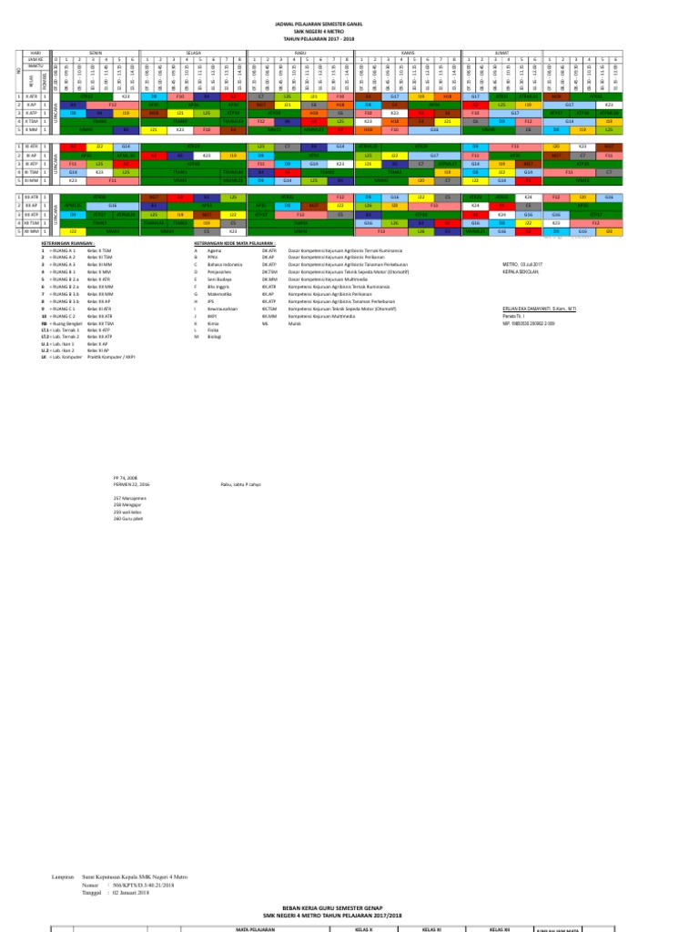 JADWAL 2017 - 2018 Semester 2 | PDF