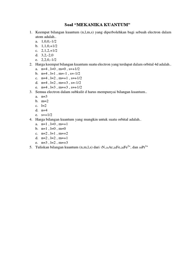 Latihan Soal Mekanika Kuantum | PDF | Sains & Matematika