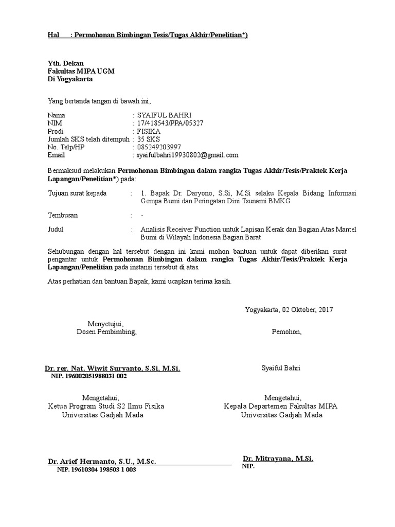 Permohonan-IJIN PENELITIAN-DANANG (PErmintaan Data) ) | PDF