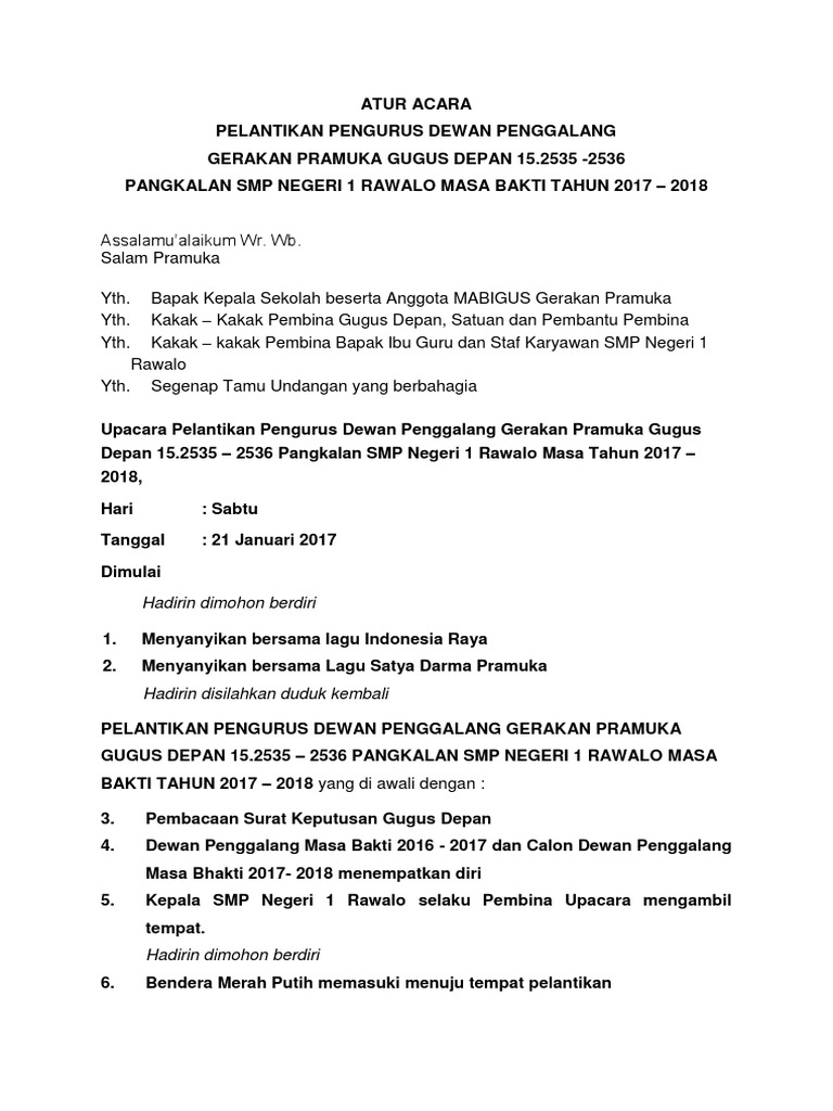 ATUR ACARA Pelantikan | PDF