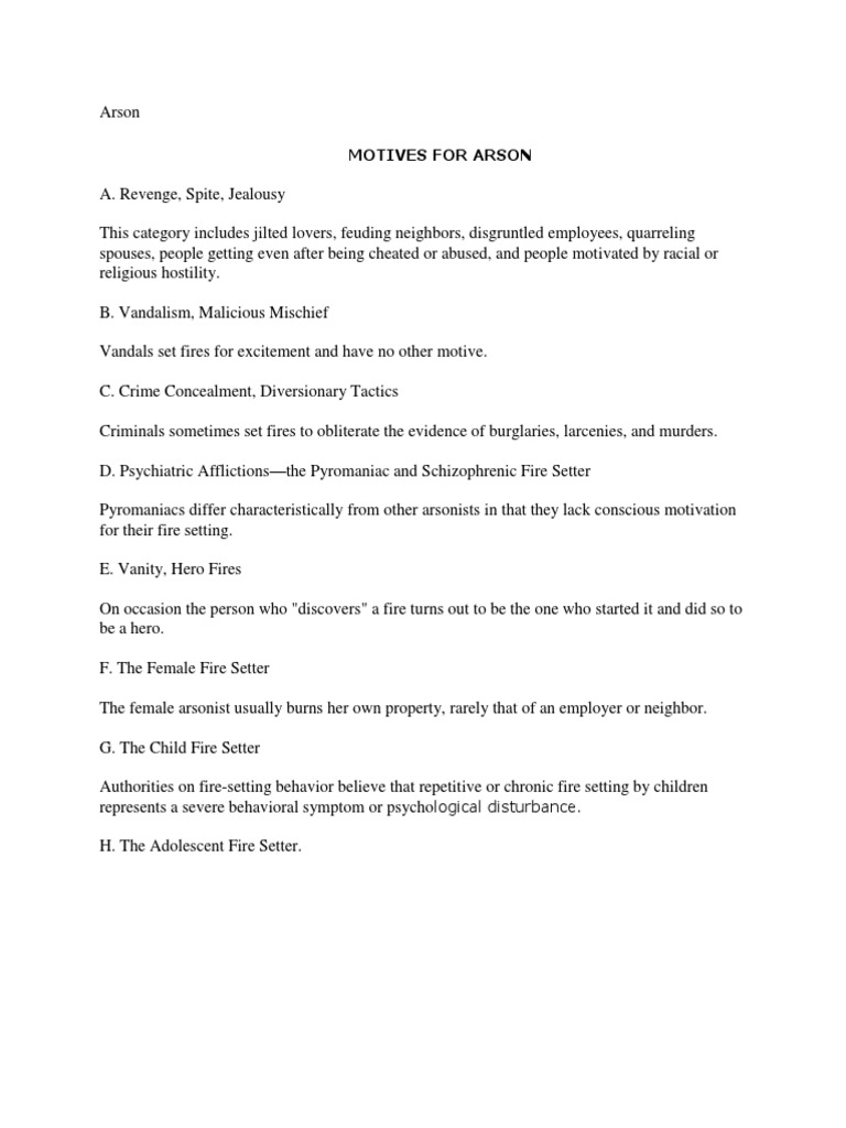 Motives For Arson: Logical Disturbance | PDF | Ultraviolet–Visible ...