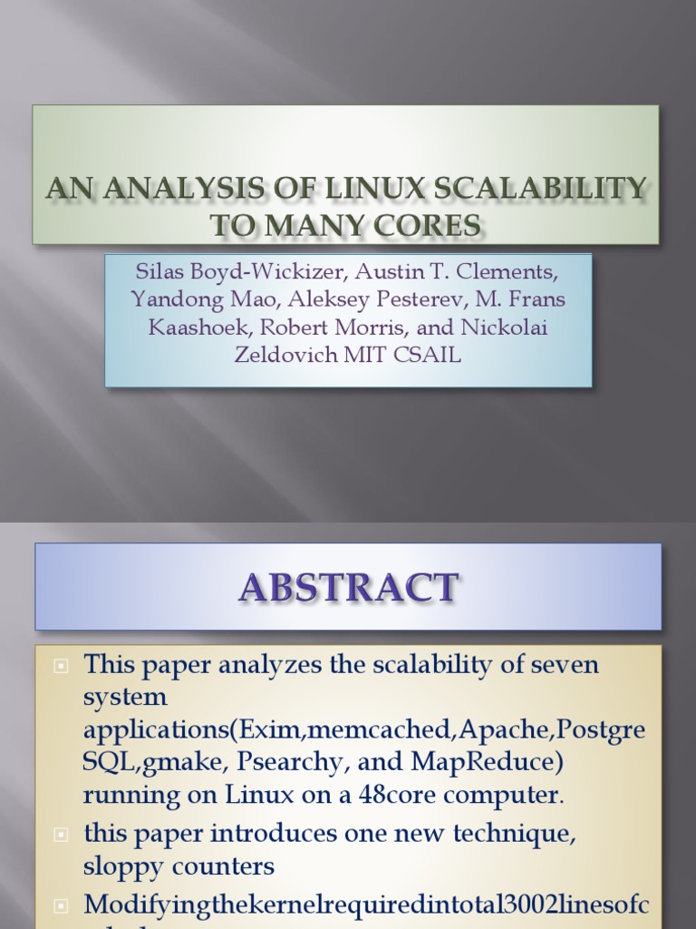 Silas Boyd-Wickizer, Austin T. Clements, Yandong Mao, Aleksey Pesterev ...