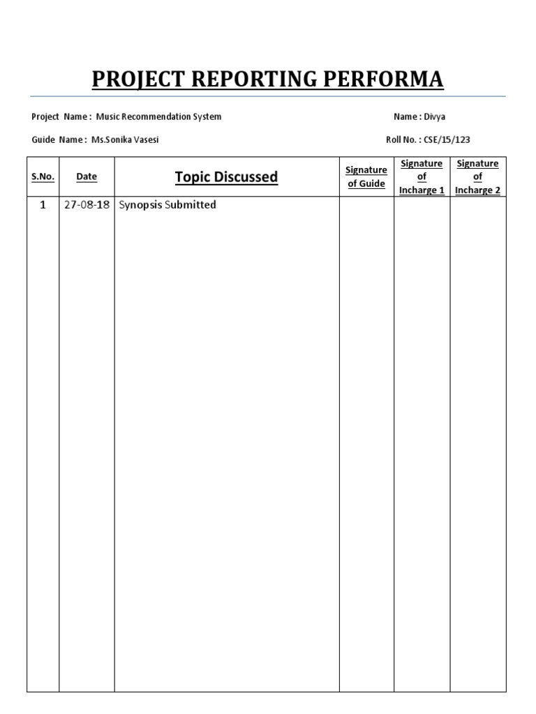 PROJECT REPORTING PERFORMA Group A | PDF