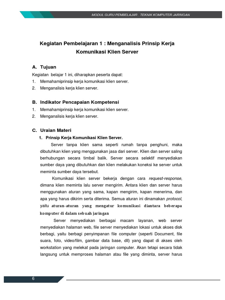 TKJ D Part 1 Prinsip Kerja Komunikasi Klien Server | PDF