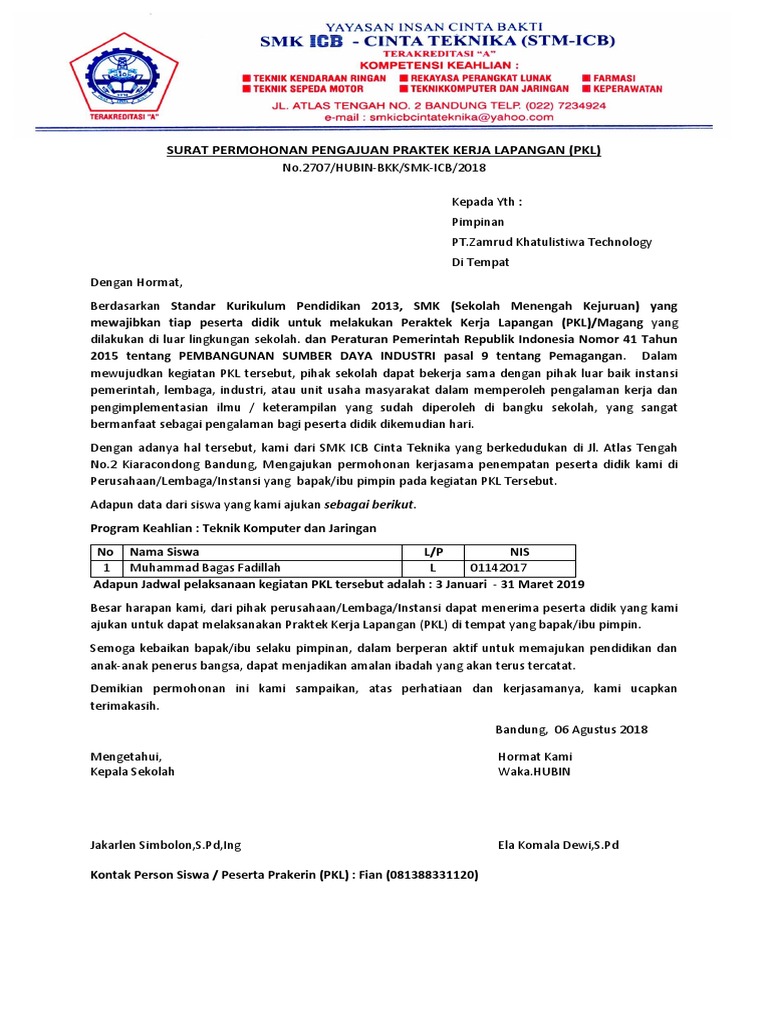 Surat PKL | PDF