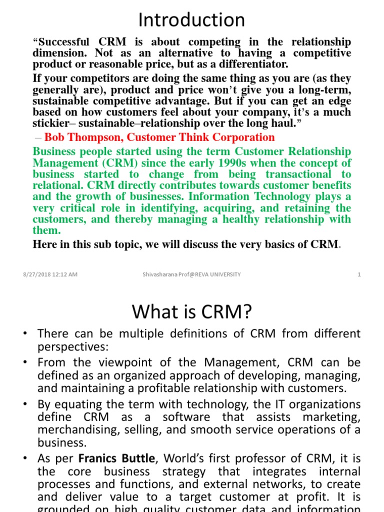 CRM SS Mba 2018 | PDF | Customer Relationship Management | Sales