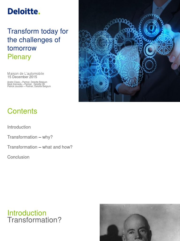 Transform Today For Challenges of Tomorrow | PDF | Risk | Business Model