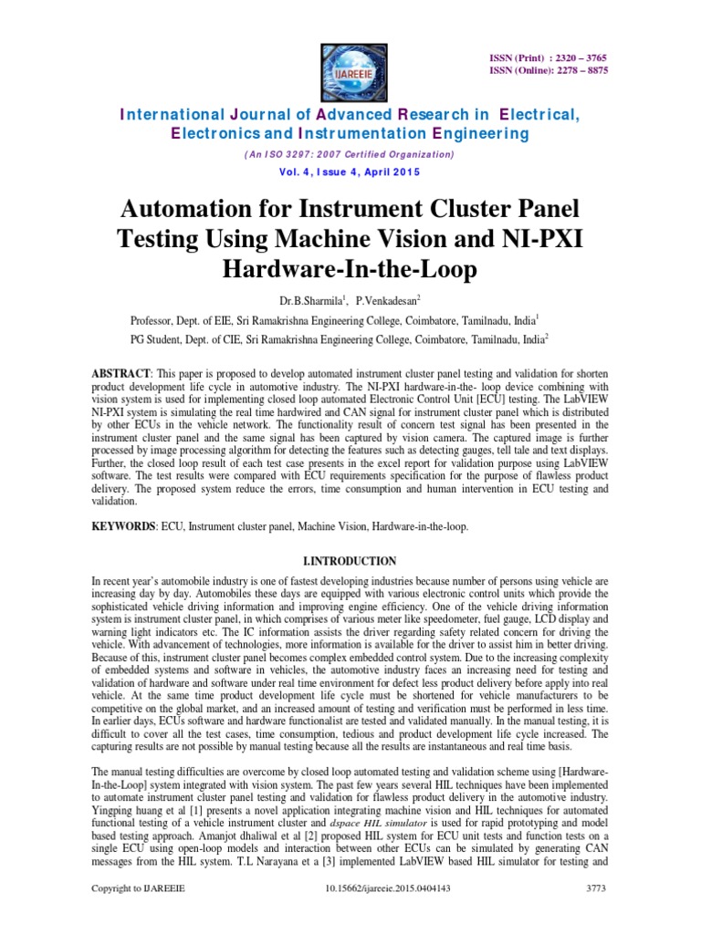 Automation For Instrument Cluster Panel | PDF | Automation | Optical ...