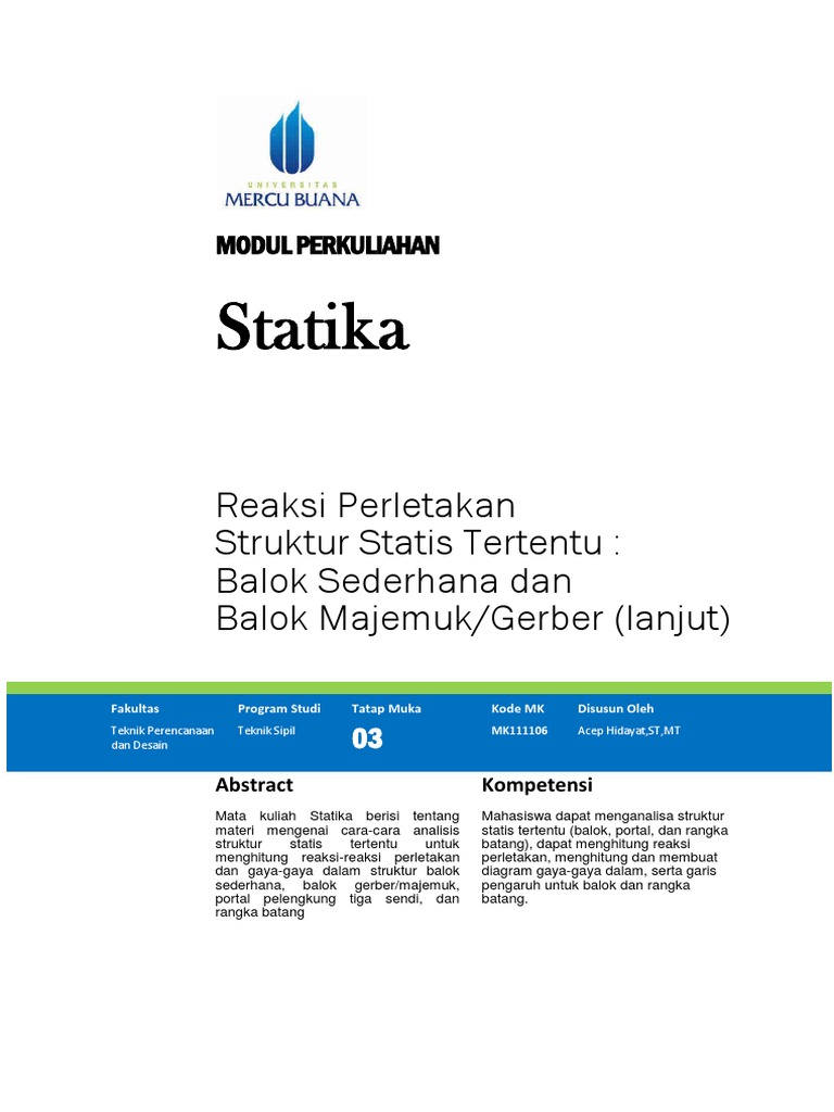 Modul Statika (TM3) | PDF | Metode & Bahan Ajar