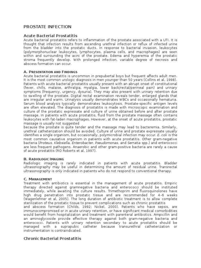 Prostate Infection: Acute Bacterial Prostatitis | PDF | Urinary Tract ...
