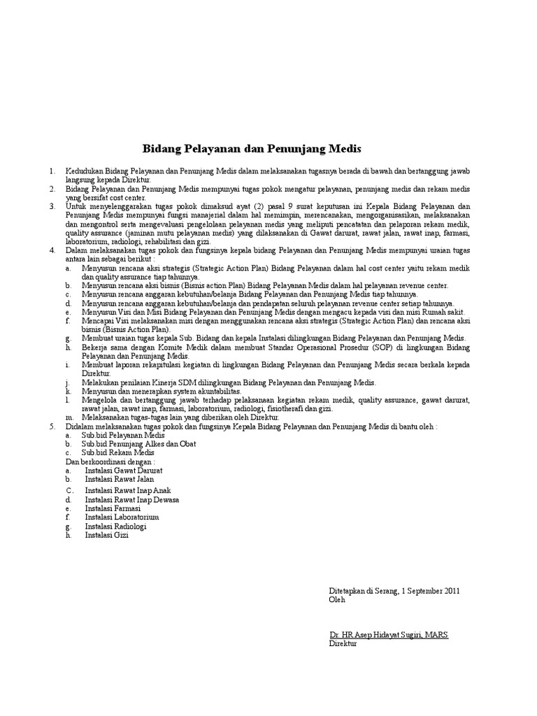 Uraian Tugas Medis Dan Jangmed | PDF