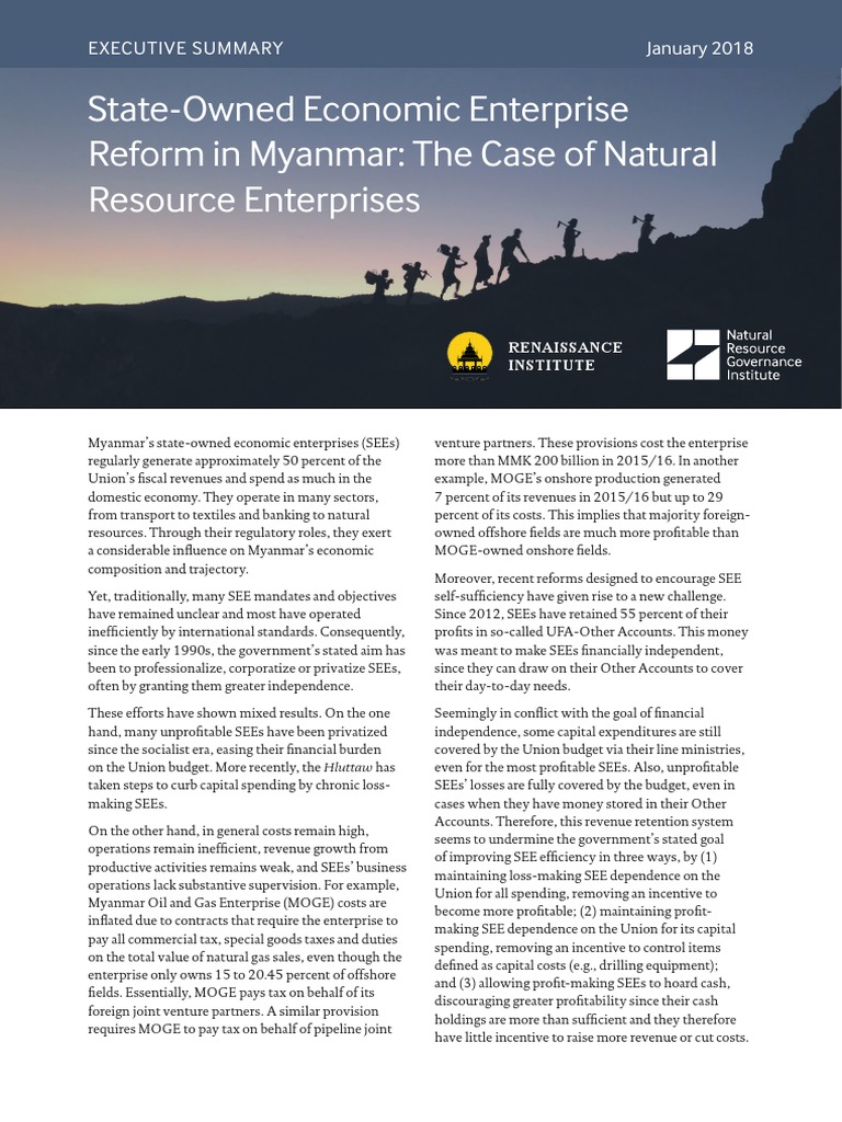 State Owned Economic Enterprise Reform in Myanmar Summary | PDF | Taxes | Myanmar