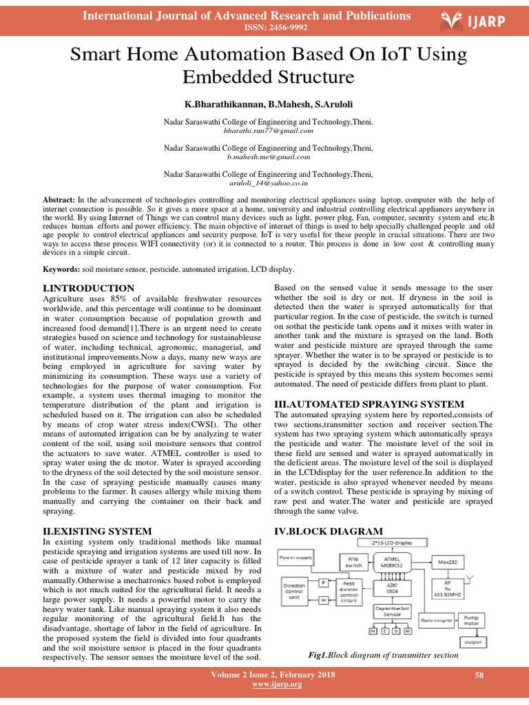 Smart Home Automation Based On Iot Using Embedded Structure | PDF ...