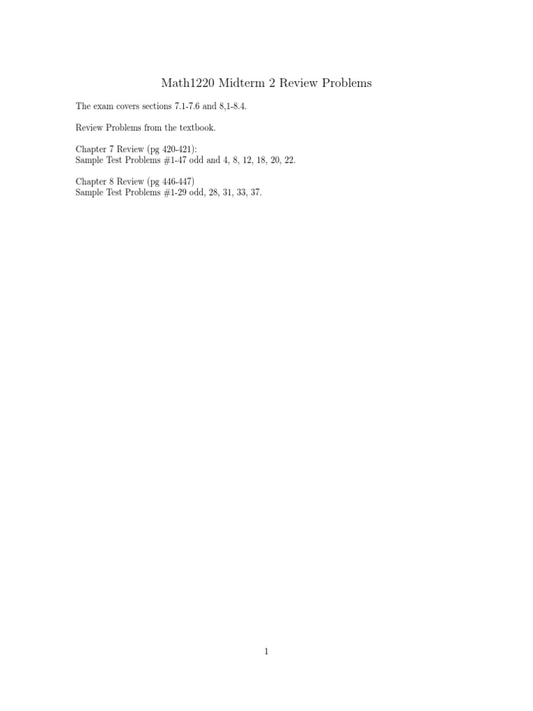 Math1220 Midterm 2 Study Guide | PDF