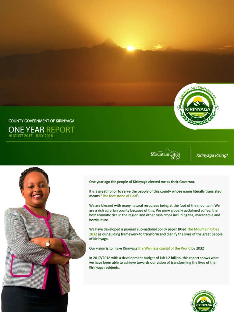 Kirinyaga County Government One Year Report | PDF | Agriculture | Hospital