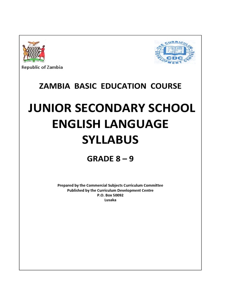 Junior Secondary School English Language Syllabus Grades 8 9 | PDF ...