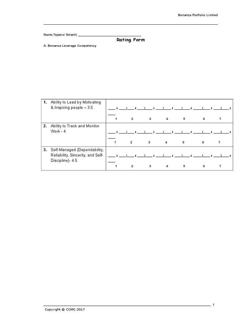 Final Rating Form - Core Plus 3 | PDF | Psychological Concepts | Cognition
