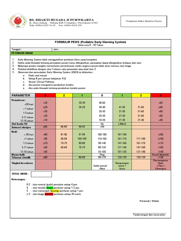 Sistem Peringatan Dini Pediatrik PEWS | PDF