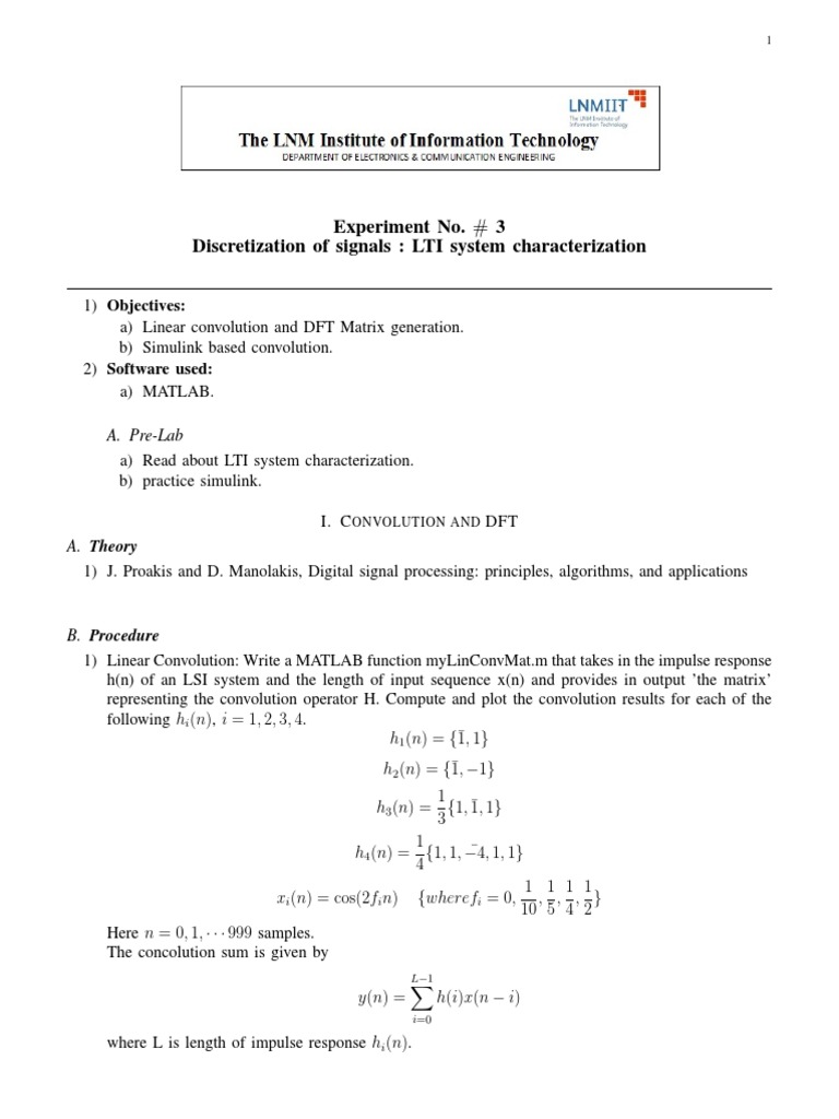 LAB 3 Handout | PDF | Discrete Fourier Transform | Convolution