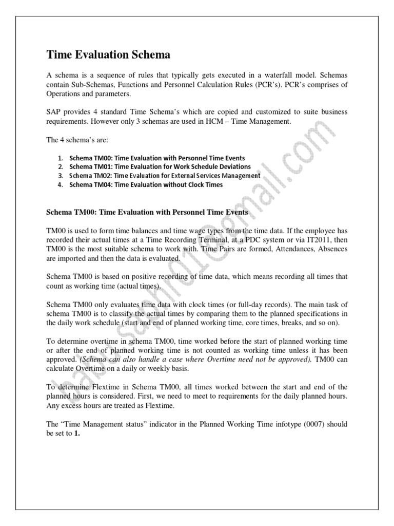Time Schema SAP | PDF | Working Time | Conceptual Model