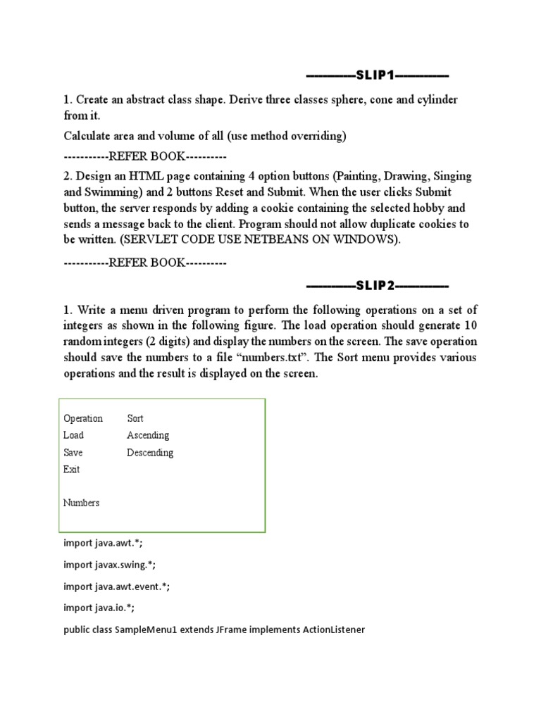 Java Slips | PDF | Java Servlet | Areas Of Computer Science