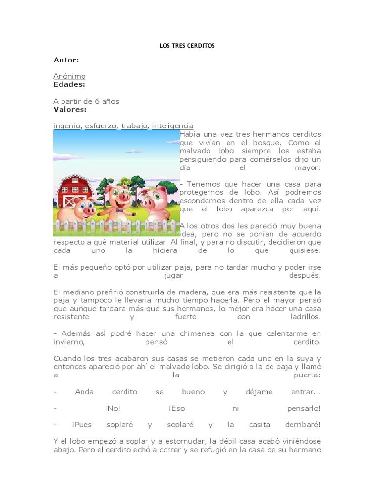 Los Tres Cerditos Pdf Ocio