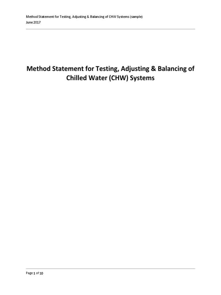 Method Statement For Testing, Adjusting & Balancing of CHW Systems ...