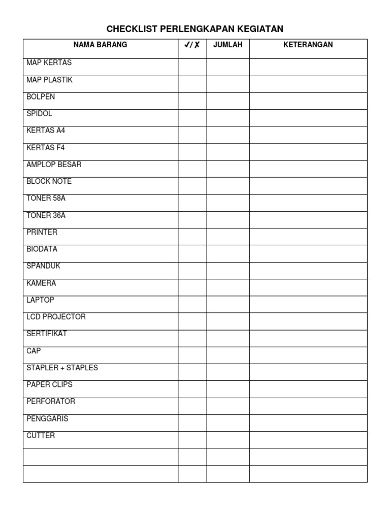 Perlengkapan Kebutuhan Kegiatan | PDF