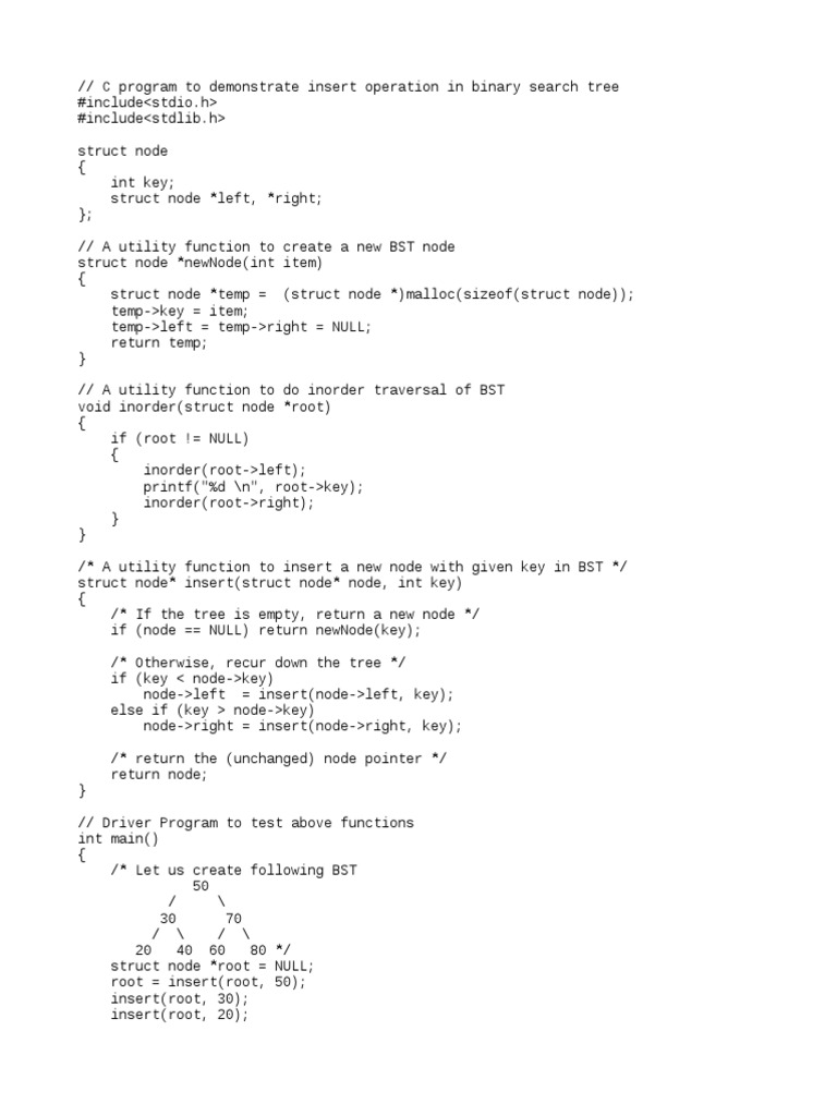 Binary Search Tree Insertion | PDF | Algorithms And Data Structures ...