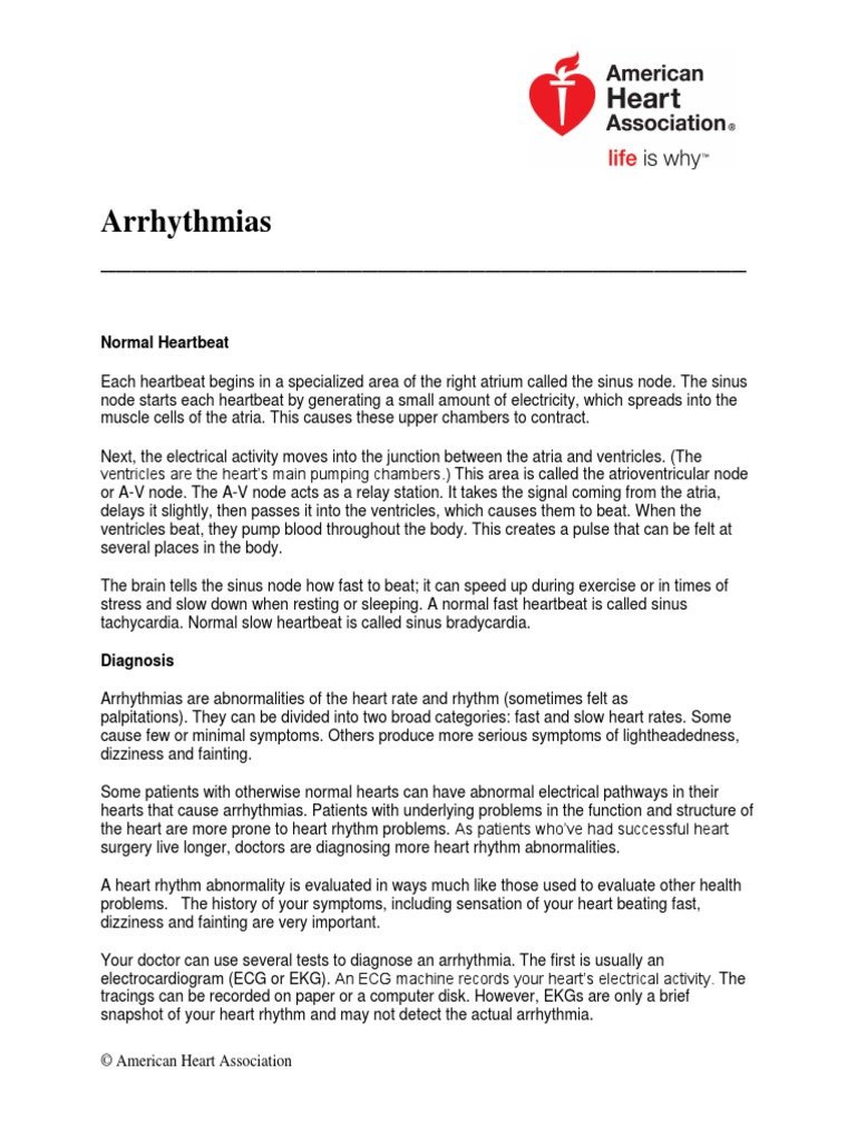 Arrhythmias - : Normal Heartbeat | PDF | Heart | Artificial Cardiac ...