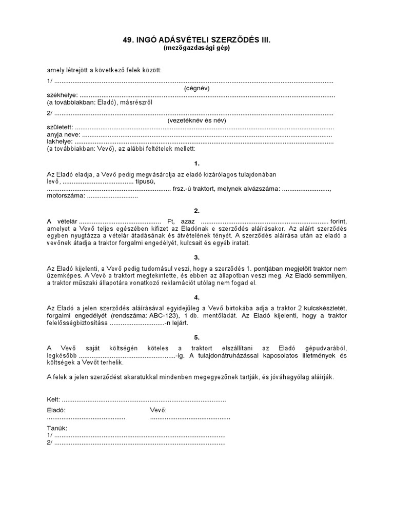 049 - Ingó Adásvételi Szerződés III | PDF
