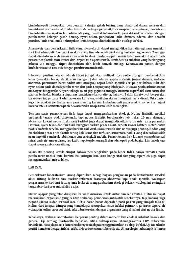 Limfadenopati Merupakan Pembesaran Kelenjar Getah Bening Yang Abnormal ...
