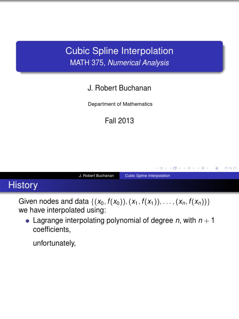 Cubic Spline Interpolation: MATH 375, Numerical Analysis | PDF | Interpolation | Spline ...