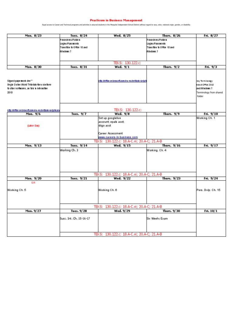 TEKS: 130.122.c:: Practicum in Business Management | PDF | Behavior Modification | Learning